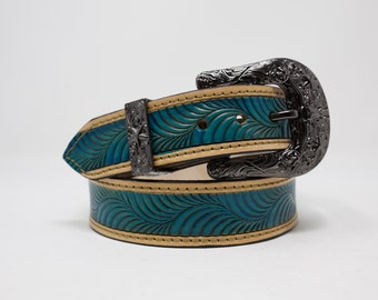 Personalized Handtooled Belt, Western Leather Belt, Hand Painted Belt ...