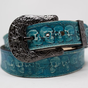 Handtooled Belt, Skull Belt, Leather Belt - Etsy