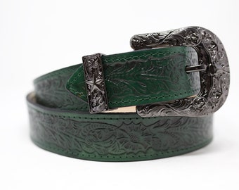 Eagle Handtooled Belt, Western Leather Belt, Hand Painted Belt With ...