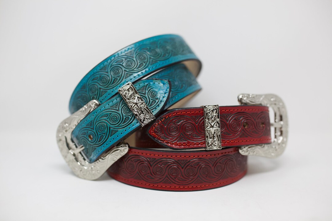 Personalized Handtooled Belt, Western Leather Belt, Hand Painted Belt ...