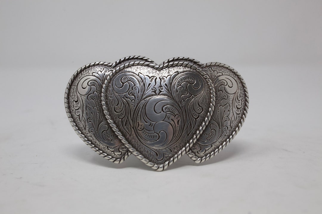 Triple Hearts Belt Buckle,( 1.5'') Removable Western Buckle - Etsy