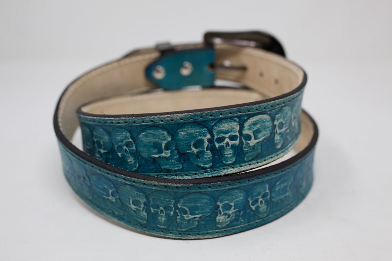 Handtooled Belt, Skull Belt, Leather Belt - Etsy