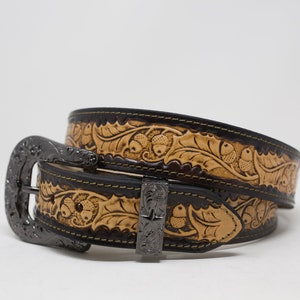 Oak Leaf Belt, Handtooled Belt, (1.5'') Hand Painted Leather Belt With ...