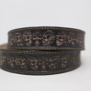 Skull Handtooled Belt, Western Leather Belt, Hand Painted Belt With ...