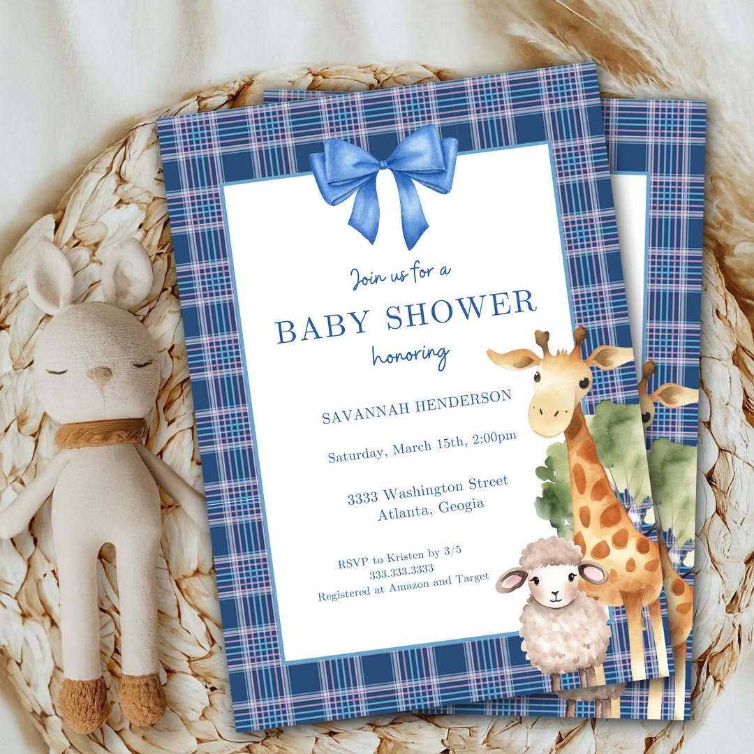 Blue Baby Shower Invitation, Editable Blue Baby Shower Invitation. Blue ...