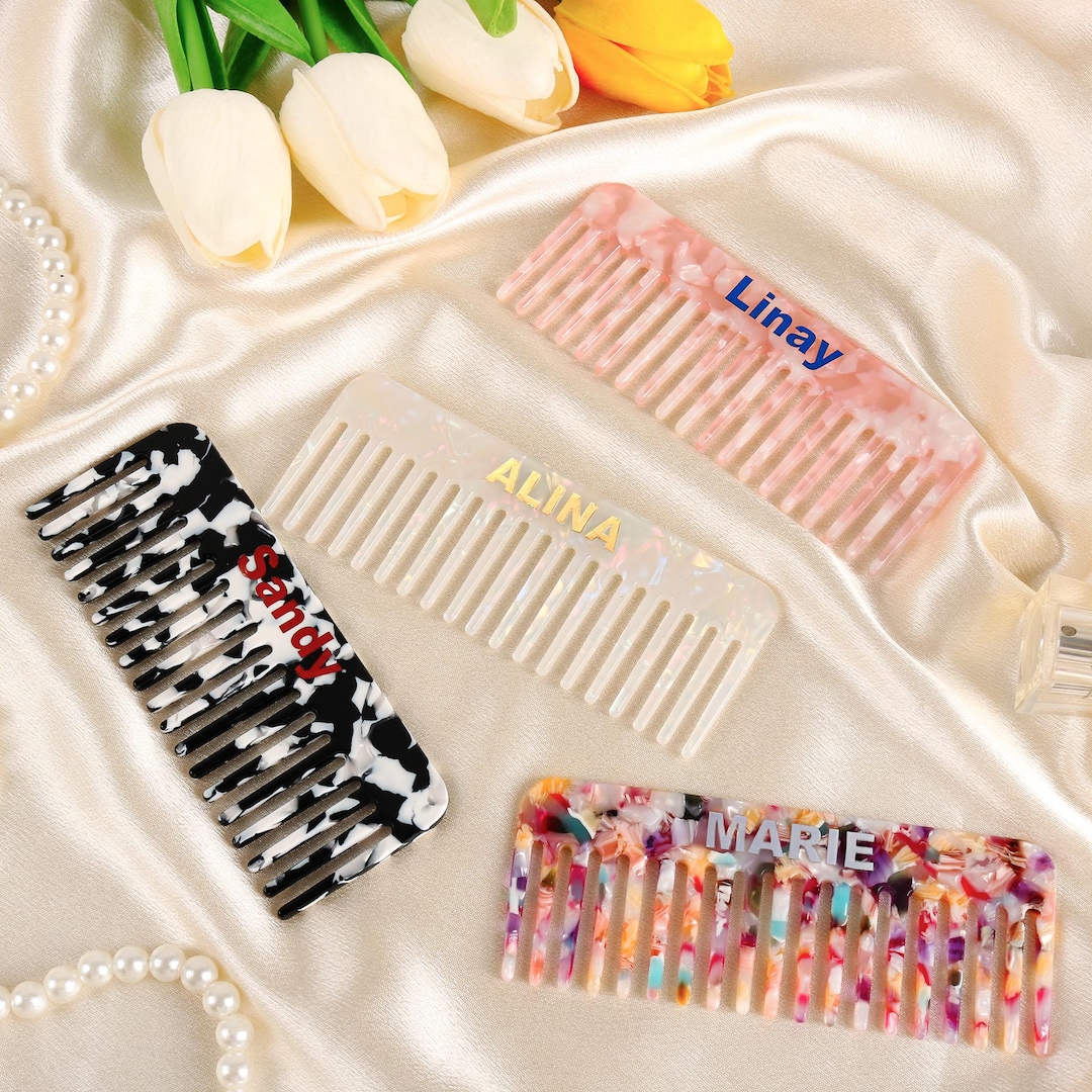 Personalized Hair Comb,custom Initial Acetate Hair Comb,marble Hair ...