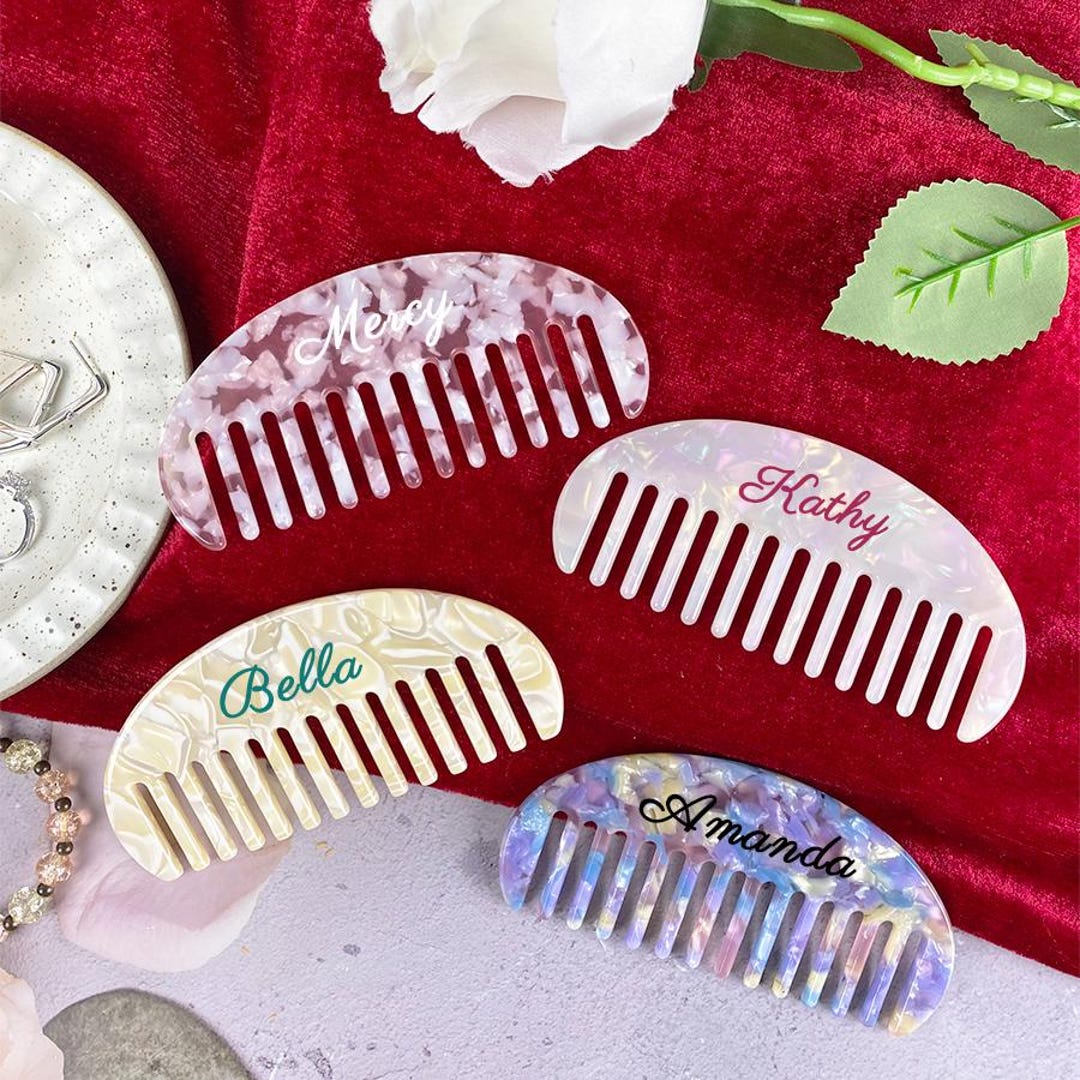 Personalized Acetate Comb,custom Name Hair Comb,travel Comb,wide Tooth ...