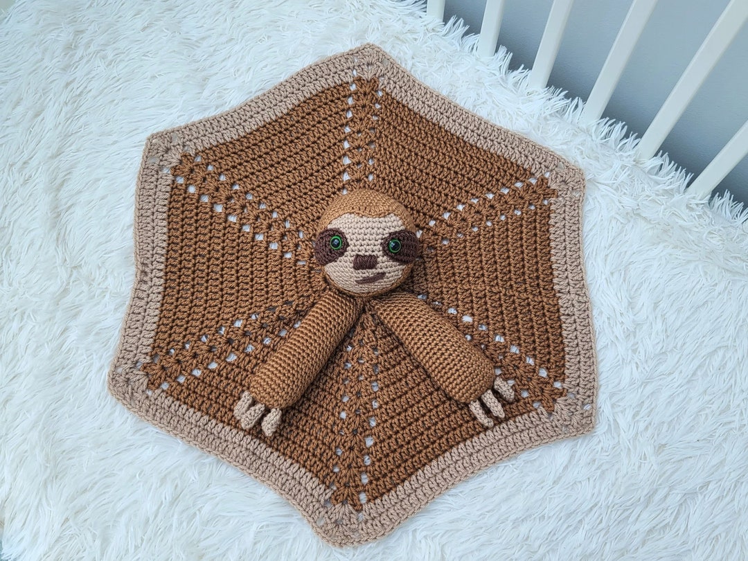 Smooch the Sloth Lovey Baby Blanket Comforter Security Blanket Crochet ...