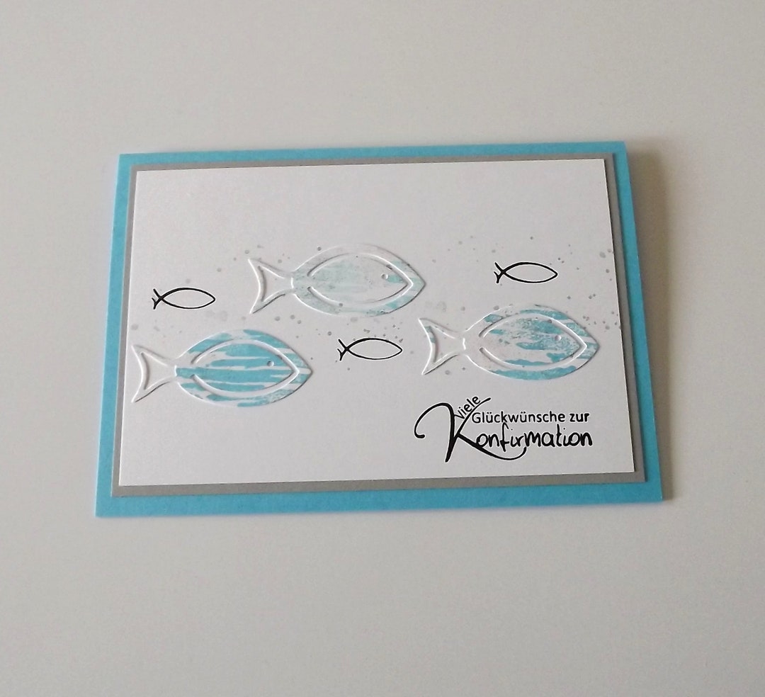 Confirmation Card Congratulations Fish Turquoise - Etsy