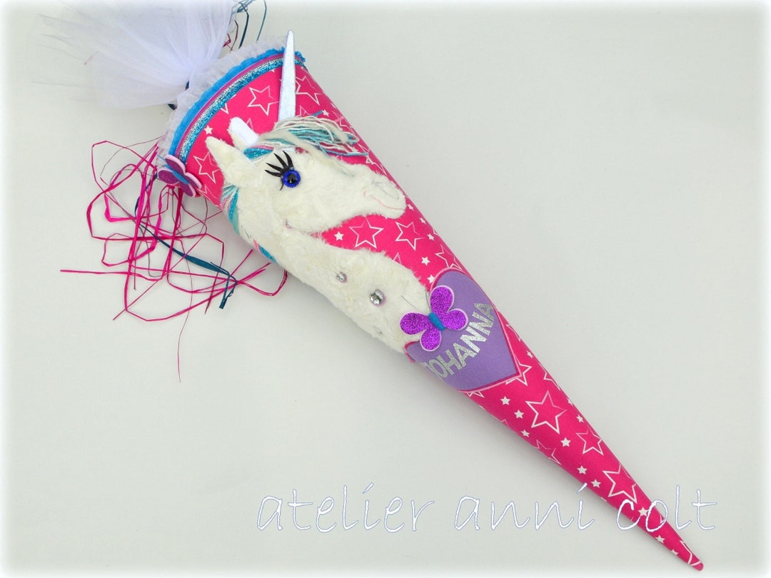 School Cone White Unicorn Unicorn School Cone Horse Pink Purple Stars ...