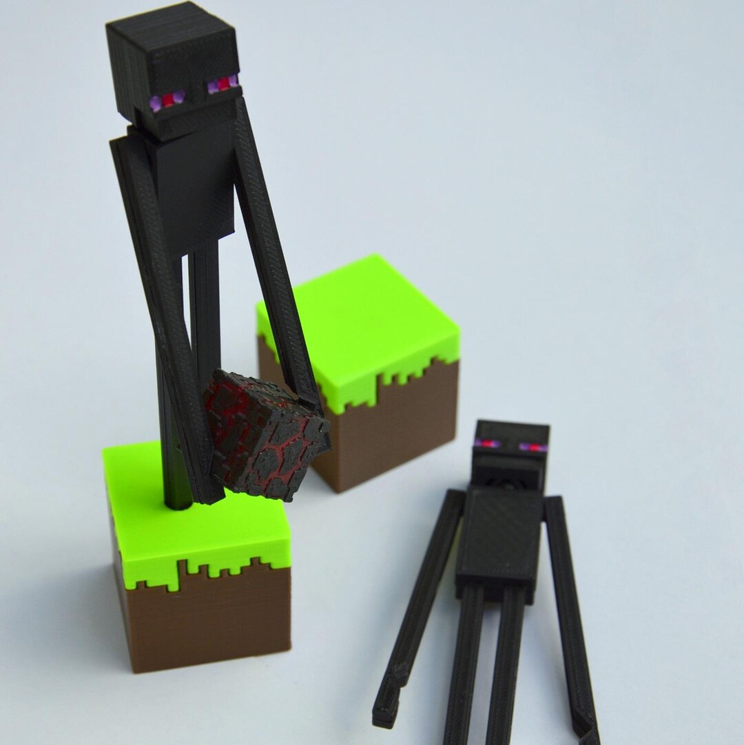 Minecraft-style Enderman, Lava Block, 3D Printing, Minecraft Grass ...