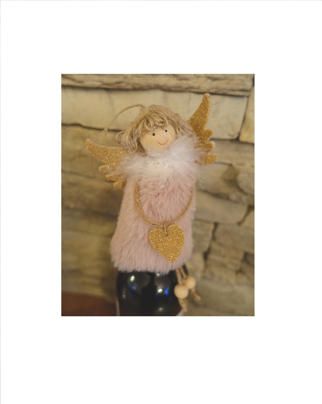 Engel Schutzengel Glücksbringer Feder rosa gold Holz Fell - Etsy.de