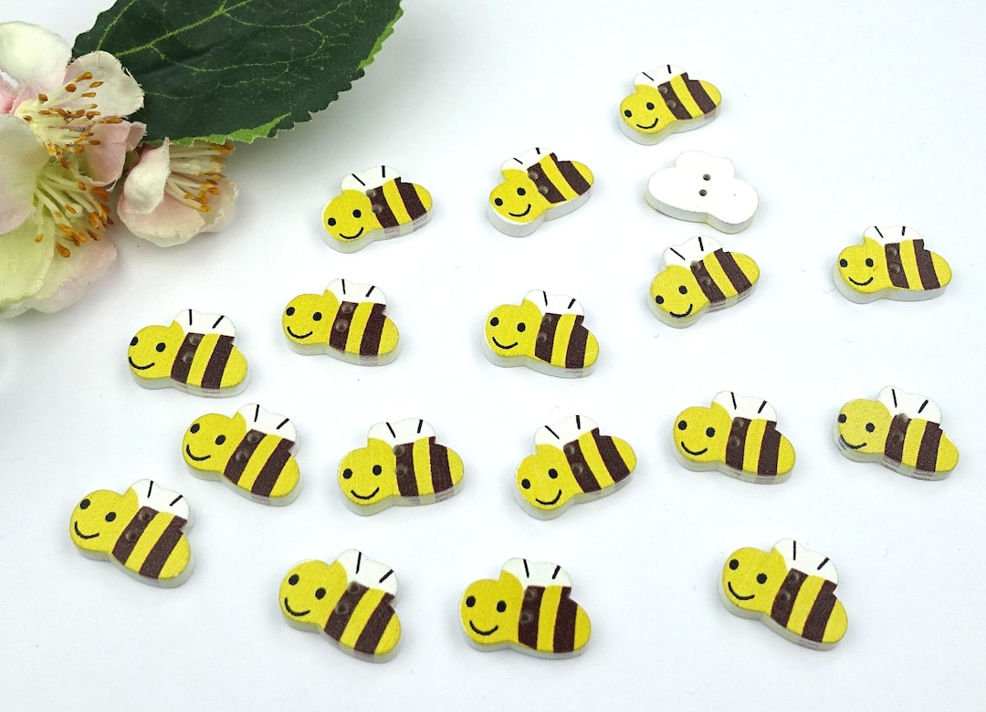10 Wood Bees Insects 19 X 13 Mm Buttons VINTAGE Button - Etsy