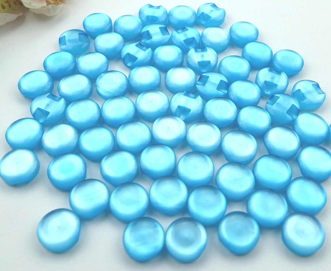 5 Tiger Eye Bar Eyelet Buttons Round 12 Mm Turquoise Blue Plastic ...