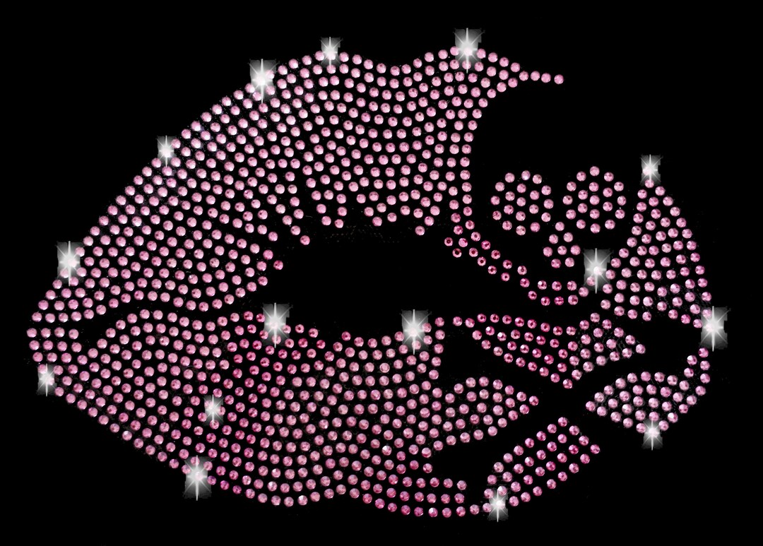 Strass Kuss Skull Totenkopf rosa Lippen Kuss kiss Mund Bügelbild ...