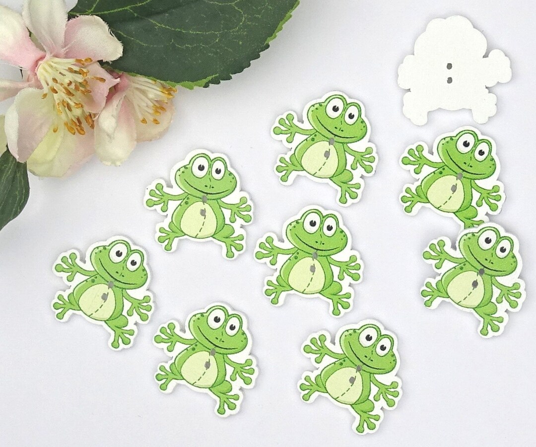 4x Wooden Frogs 30 X 28 Mm Buttons VINTAGE Button Children's Buttons ...