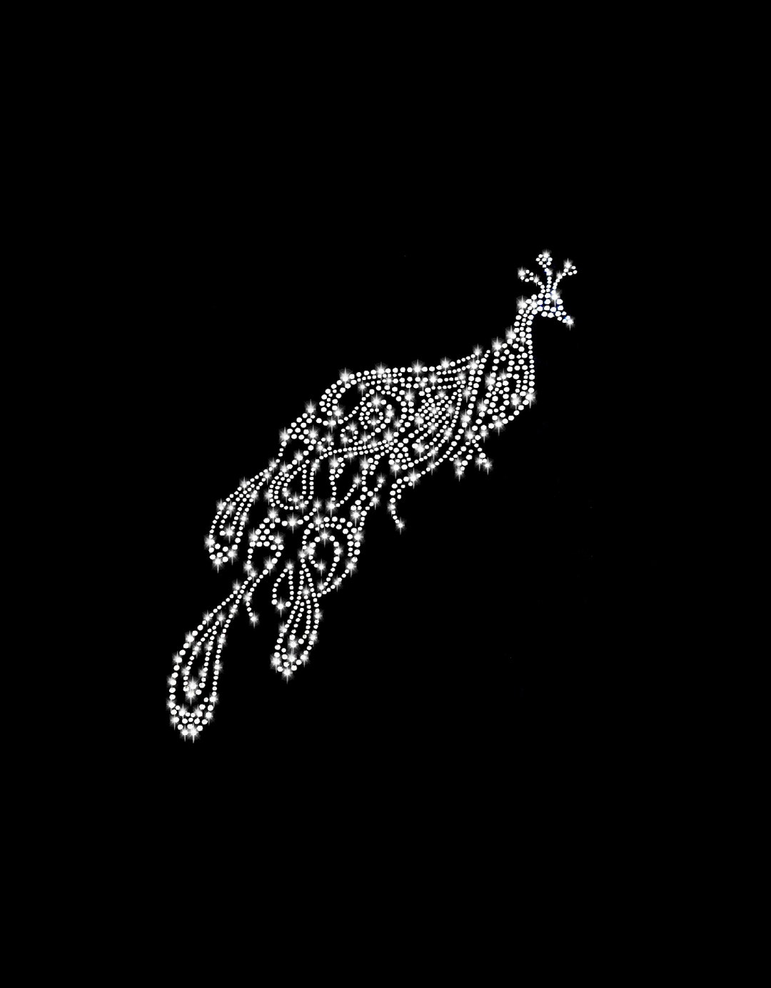 XL Rhinestone Applique Bird Peacock Phoenix Feather Ornament Iron-on ...