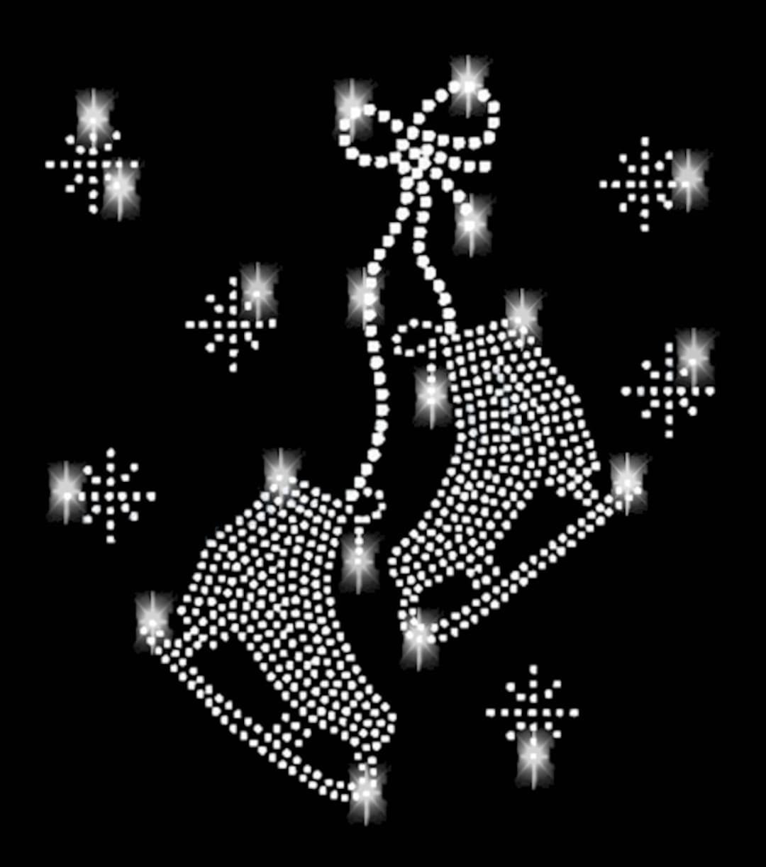 Rhinestone Iron-on Patch Ice Skates Figure Skating Appliqué Hotfix Iron ...