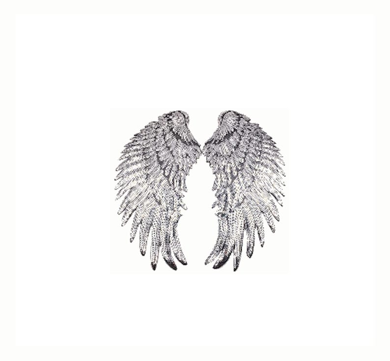Baby Wings Sequins Silver Iron-on Patch Small Wings Appliqué Hot Fix ...