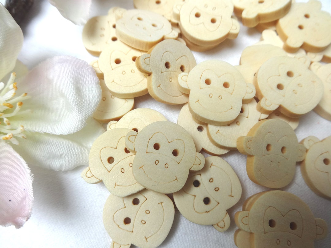 10 Wood Monkey Buttons 20mm Button Kids Buttons Baby Buttons - Etsy