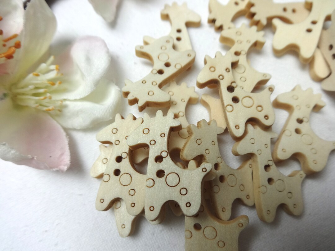 10 Wooden Giraffe Buttons 24 X 20 Mm Button Children's Buttons Baby ...