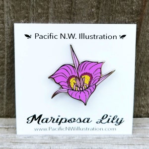 Mariposa Lily Enamel Pin / Wildflower Botanical Illustration Lapel ...