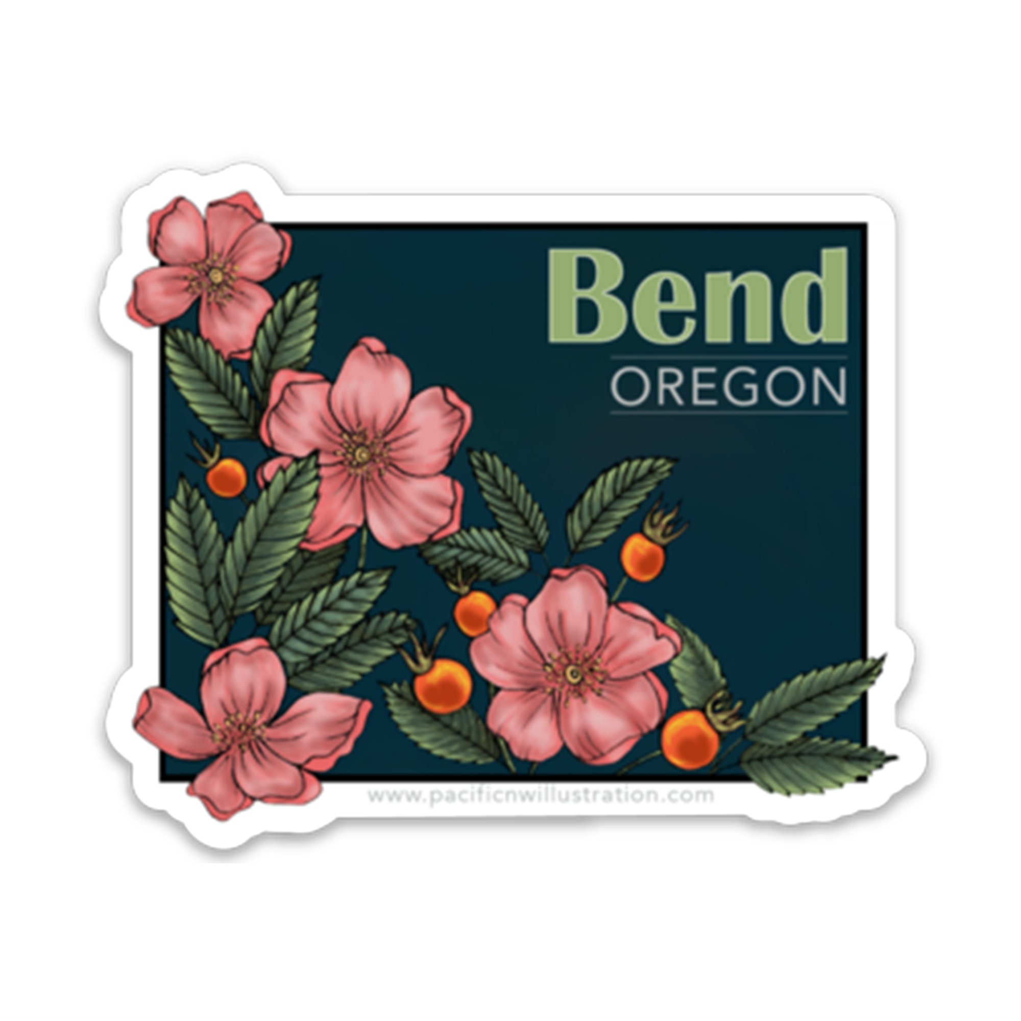 Bend Oregon / Floral Rose / Vinyl Sticker / I Love Bend / Nature Lover ...