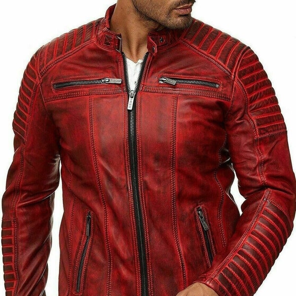 Red Leather Jacket - Etsy