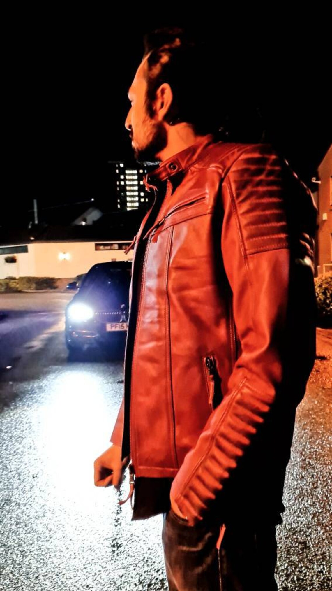 Mens Leather Jacket Red Biker Jacket Motorcycle Jacket Cafe - Etsy