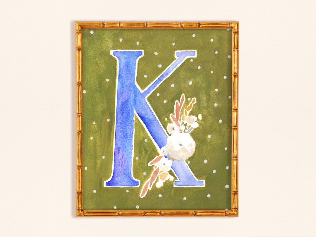 Letter K Art Print. Olive Artwork. Mid Century Modern Artwork. - Etsy ...