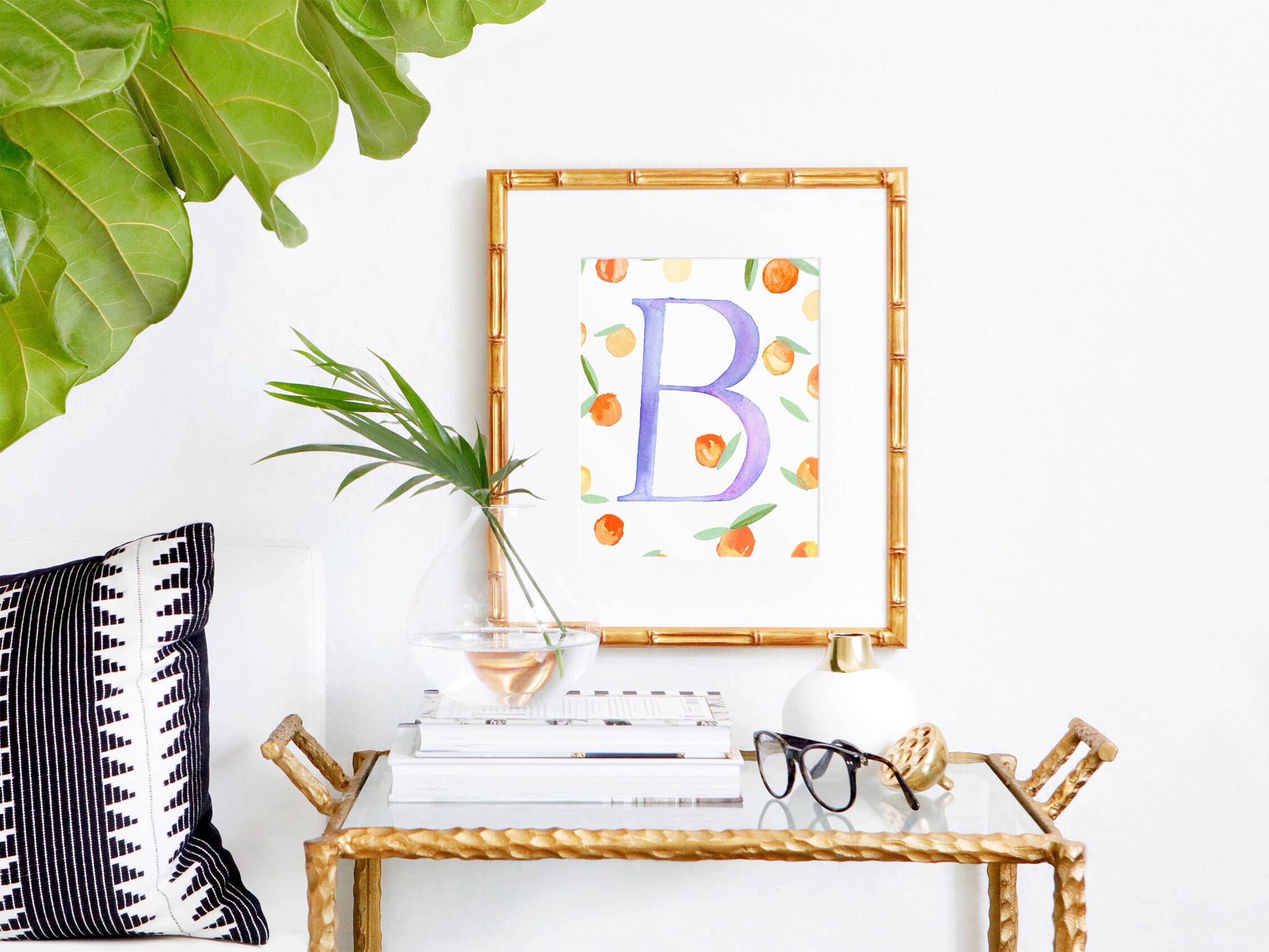 Citrus Watercolor Letter B Initial, Citrus Painting, Letter B Painting ...
