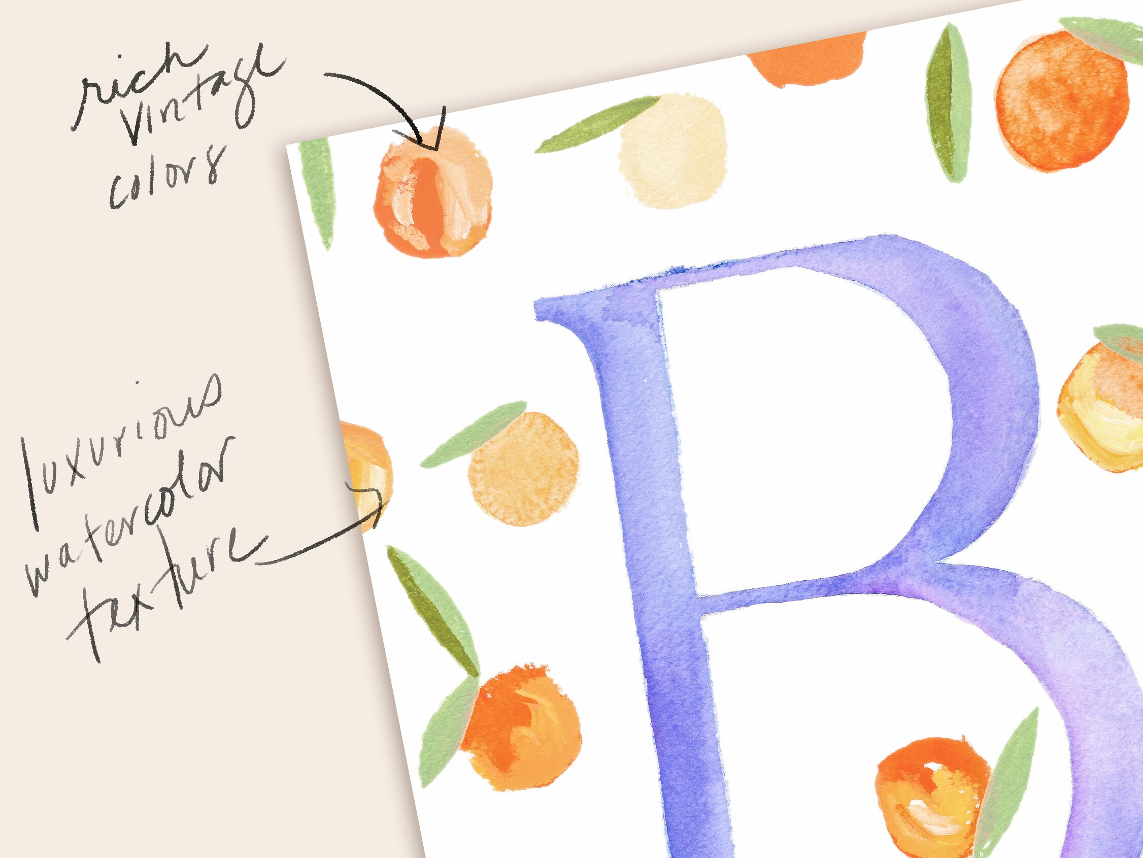 Citrus Watercolor Letter B Initial, Citrus Painting, Letter B Painting ...