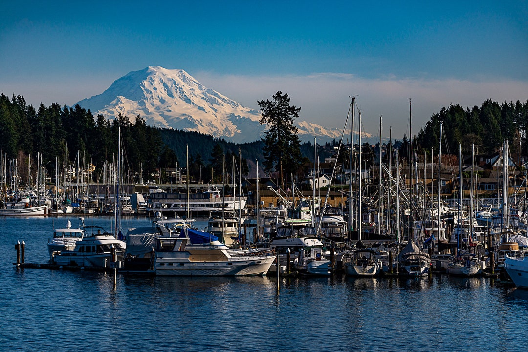 Snowy Mountain Over Marina - Print Only - Etsy