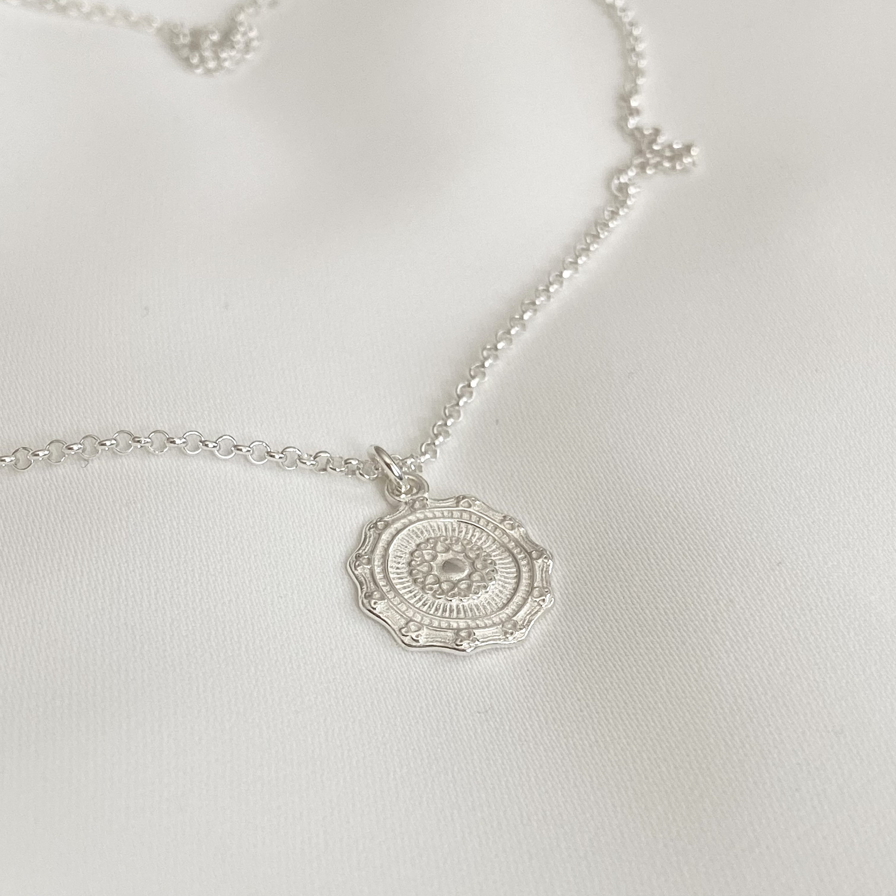 Boho Medaillon Kette 925 Sterling Silber - Etsy.de