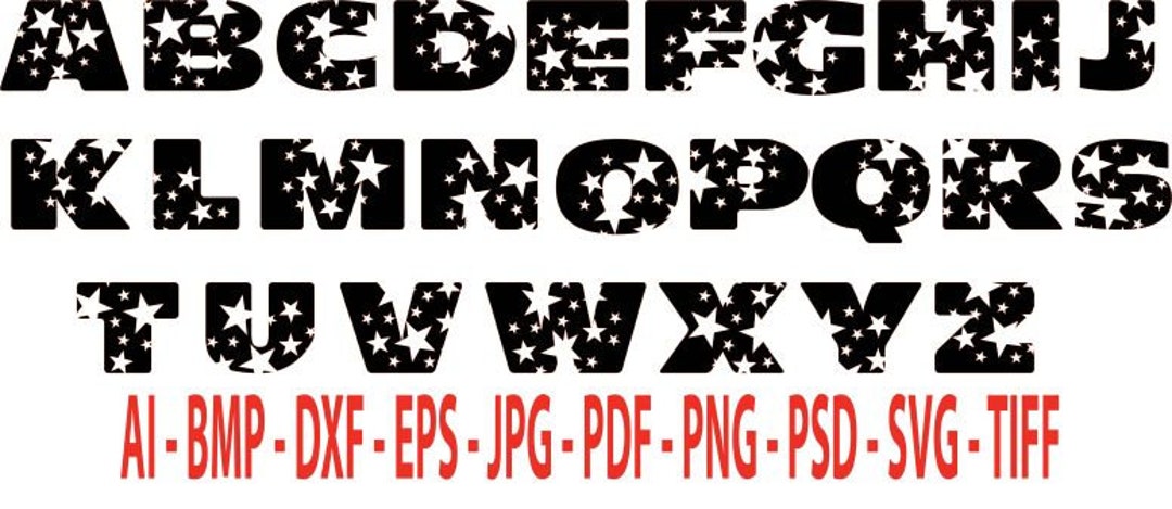 Stars Alphabet Vector Graphics for CRICUT SILHOUETTE Cameo Vinyl ...