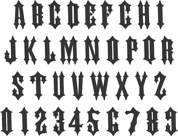 Biker Gothic Machine Embroidery Font Letters and Keyboard BX - Etsy Canada