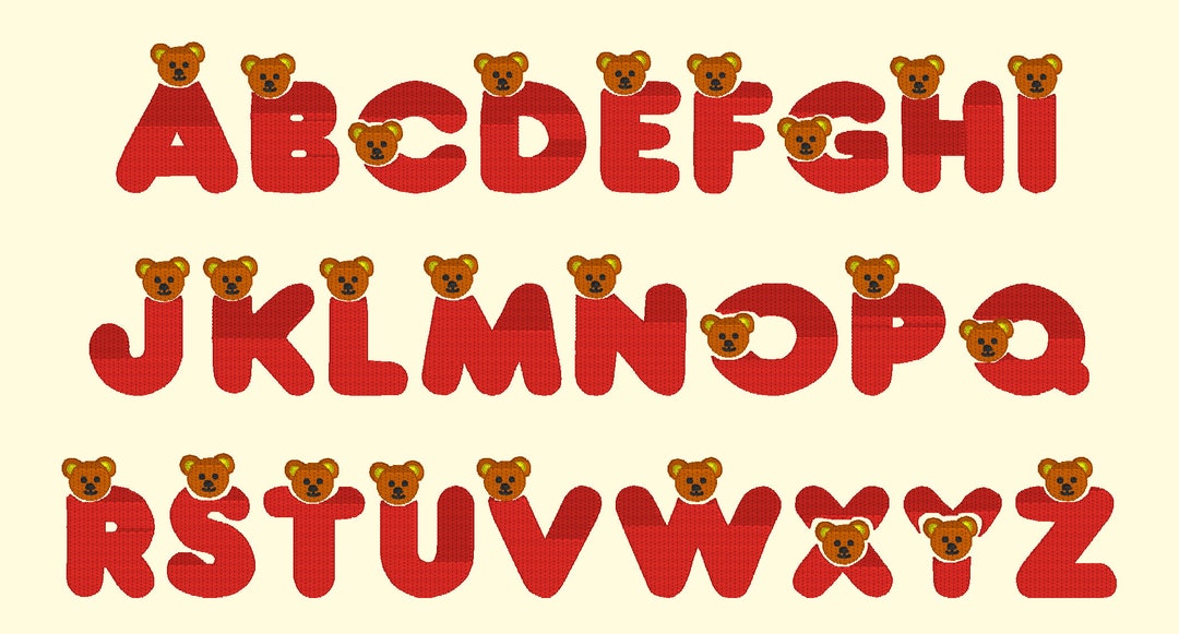 Machine Embroidery Design Letters - BEAR ABC 2.5 Inch - Etsy