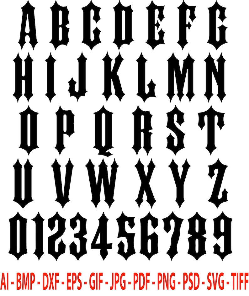 Gothic Tuscan Biker Alphabet Graphics Files for CRICUT - Etsy Singapore