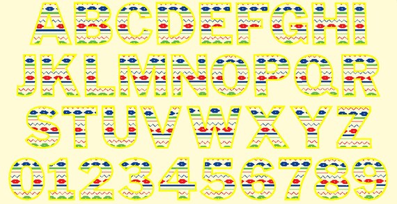 Colorful Tribal Print Letters
