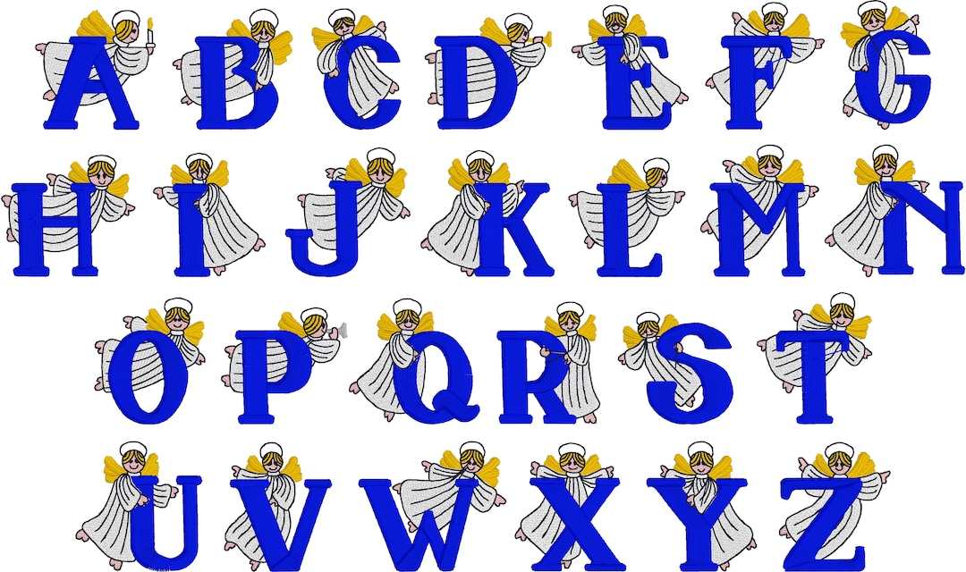 Machine Embroidery Design Letters - Angel Alphabet Font 2 Inch - Etsy