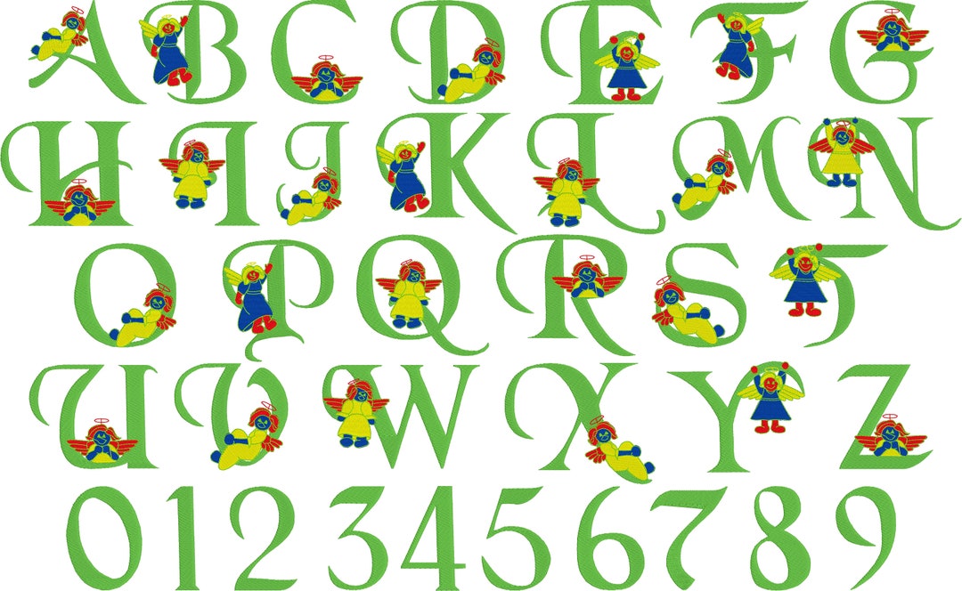 Machine Embroidery Design Letters - Angel ABC 3 Inch - Etsy