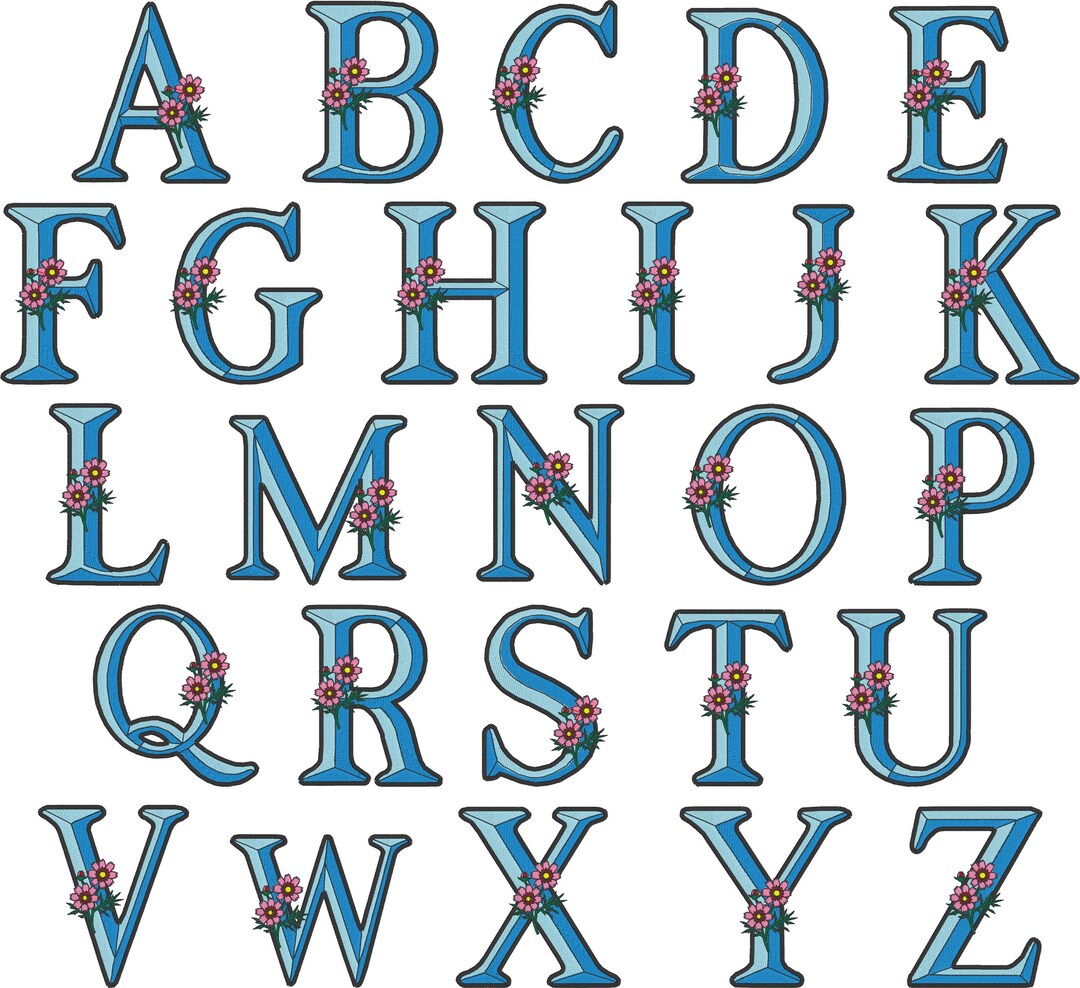 BX Keyboard Letter Fonts - Monogram Flower 4 Inch - (BX Format Only) - Etsy
