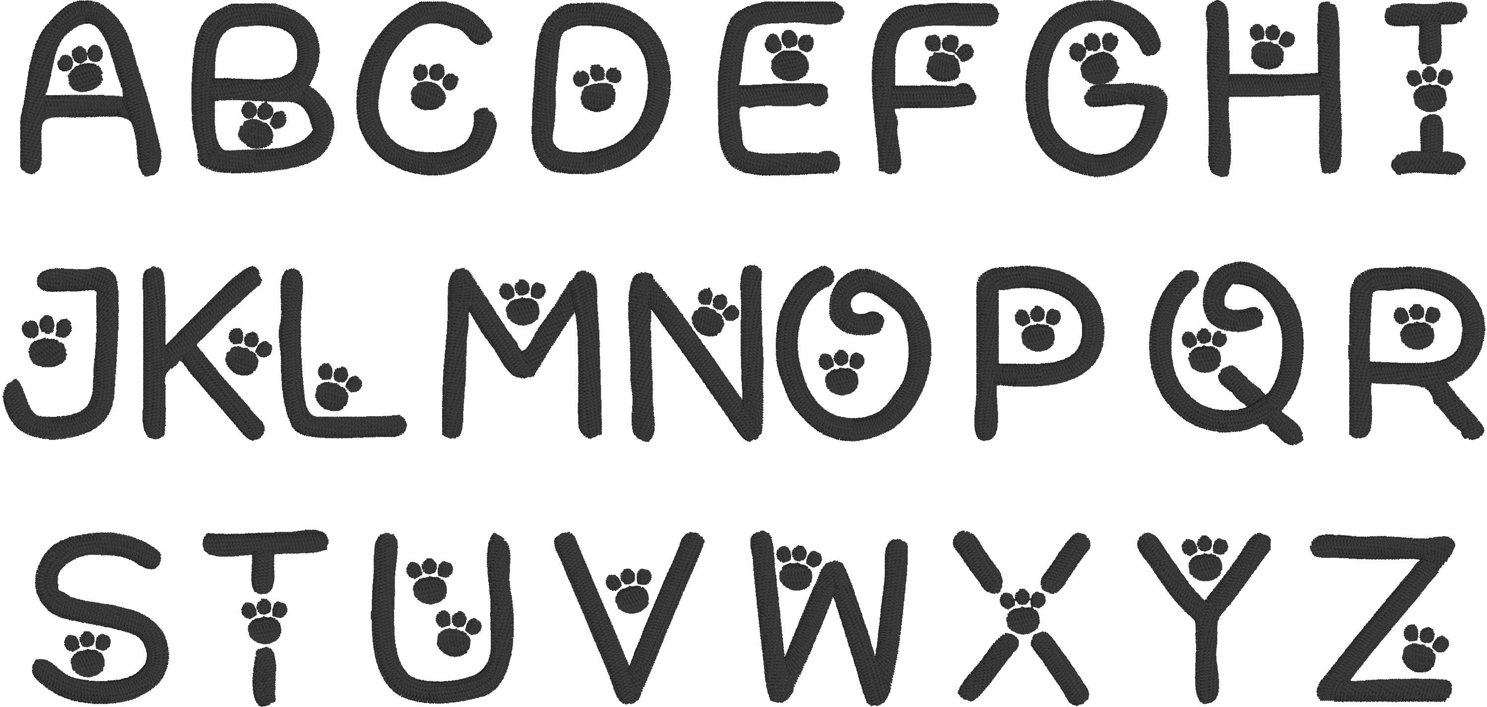 Embroidery Machine Files - Font Paws Font 1 - 2 Inch Letters - Etsy