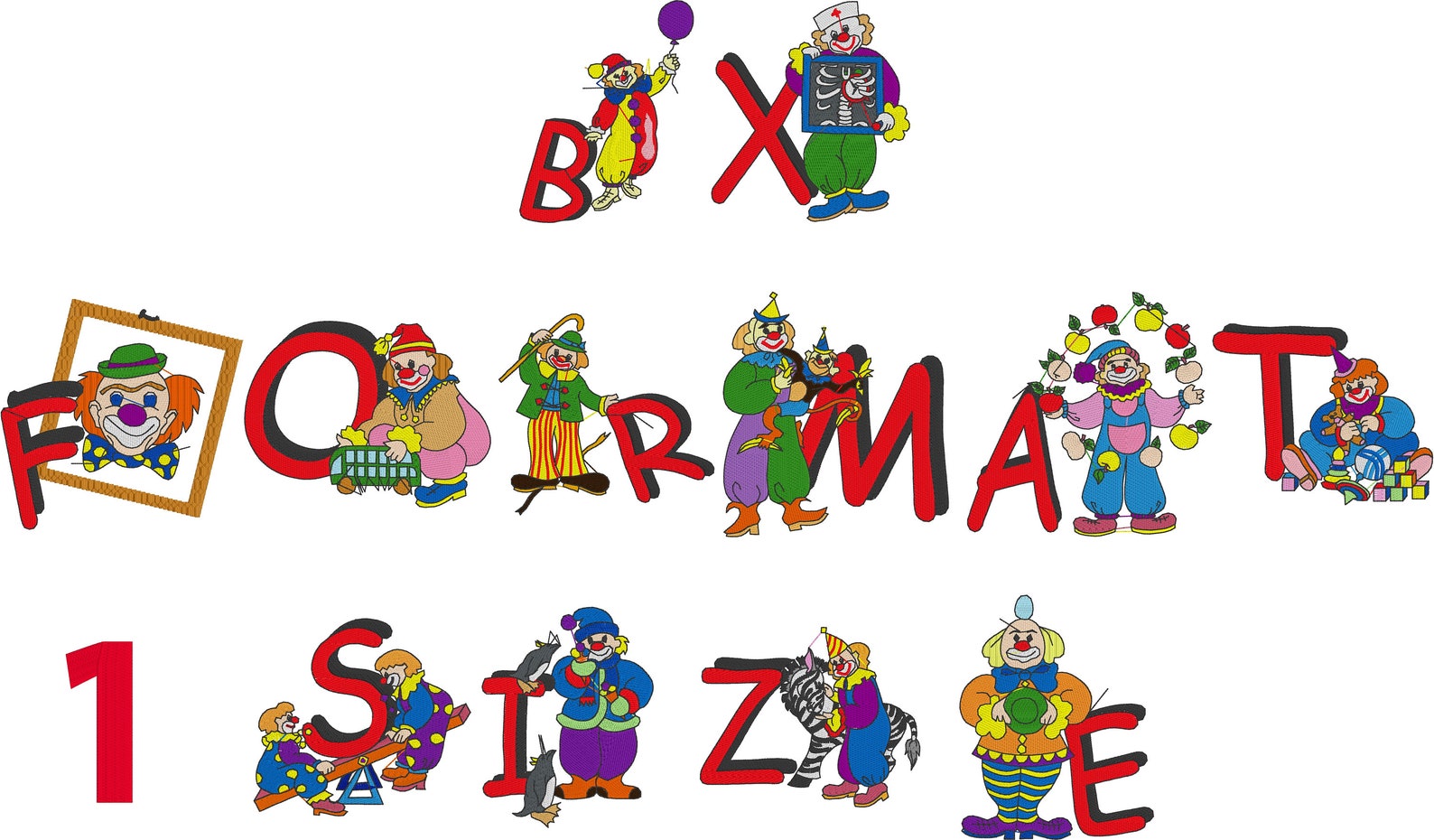 BX Keyboard Letter Fonts Clown ABC Font 3 Inch BX Format - Etsy