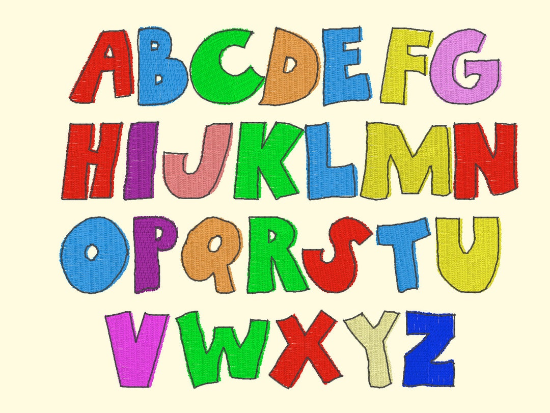Machine Embroidery Design Letters - KIDS COLOR Letters 1 Inch - Etsy