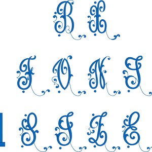 BX Keyboard Letter Fonts - Monogram Script Letters (3 Inch - Left and ...