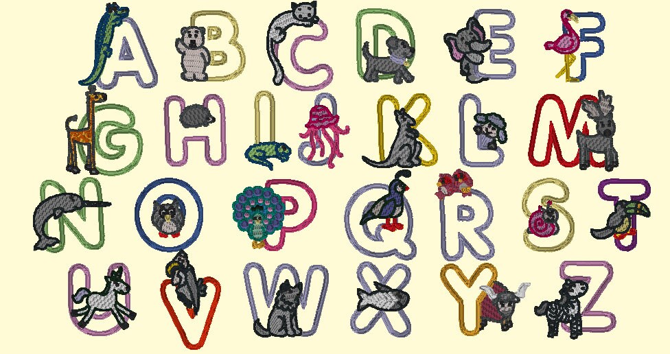 Machine Embroidery Design Letters Animal Alphabet Applique - Etsy