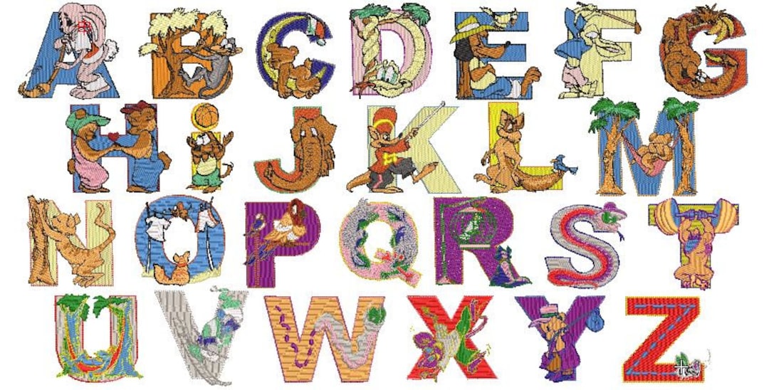 Machine Embroidery Design Letters Animal ABC 3 Inch - Etsy