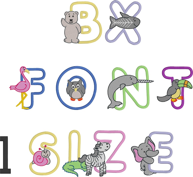 BX Keyboard Letter Fonts - Animal Alphabet Applique 2.5 Inch - (BX ...