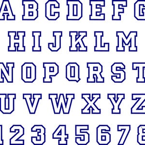 BX Keyboard Letter Fonts - College JERSEY Style Outline - (BX Format ...